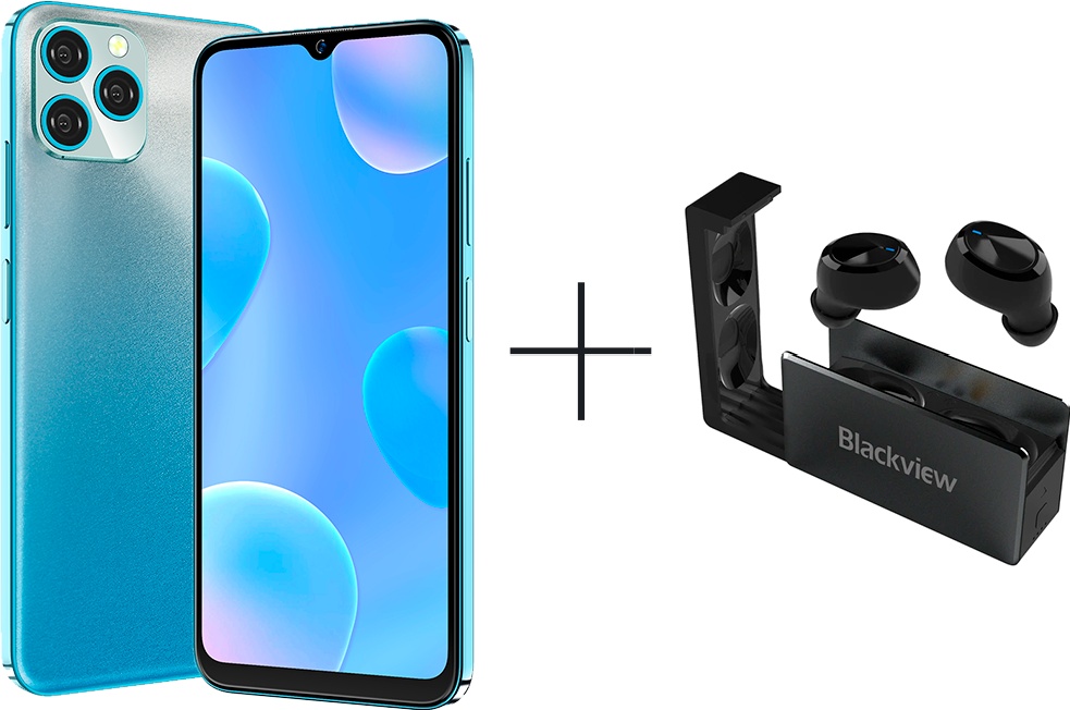 Смартфон Blackview A95 8/128Gb Summer Ocean Blue + Наушники Blackview TWS BT AirBuds 2 Black ...