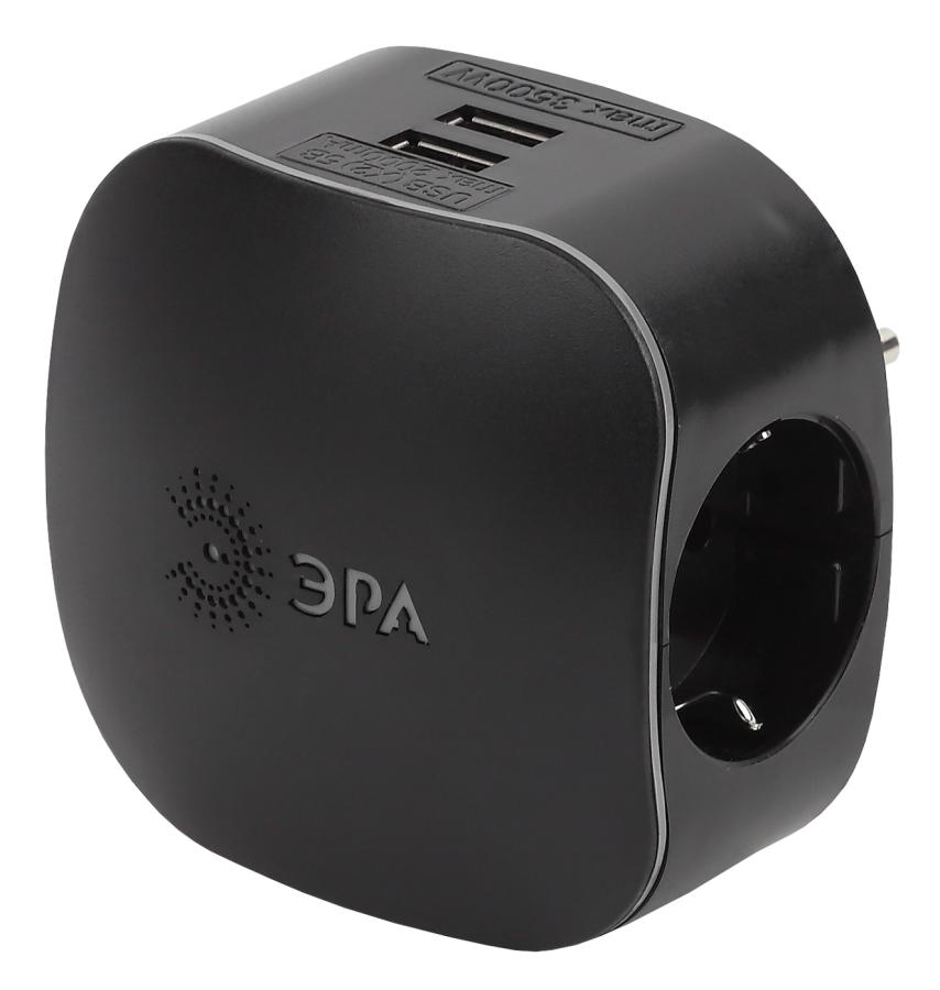 Разветвитель ЭРА SP-3e-USB-2A Черный: купить в интернет магазине | Tgrad.kz